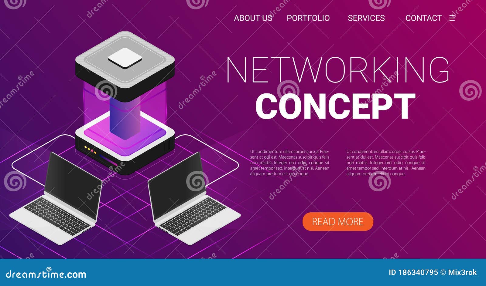 Modern Cloud Technology and Networking Concept. Flat Vector Isometric ...