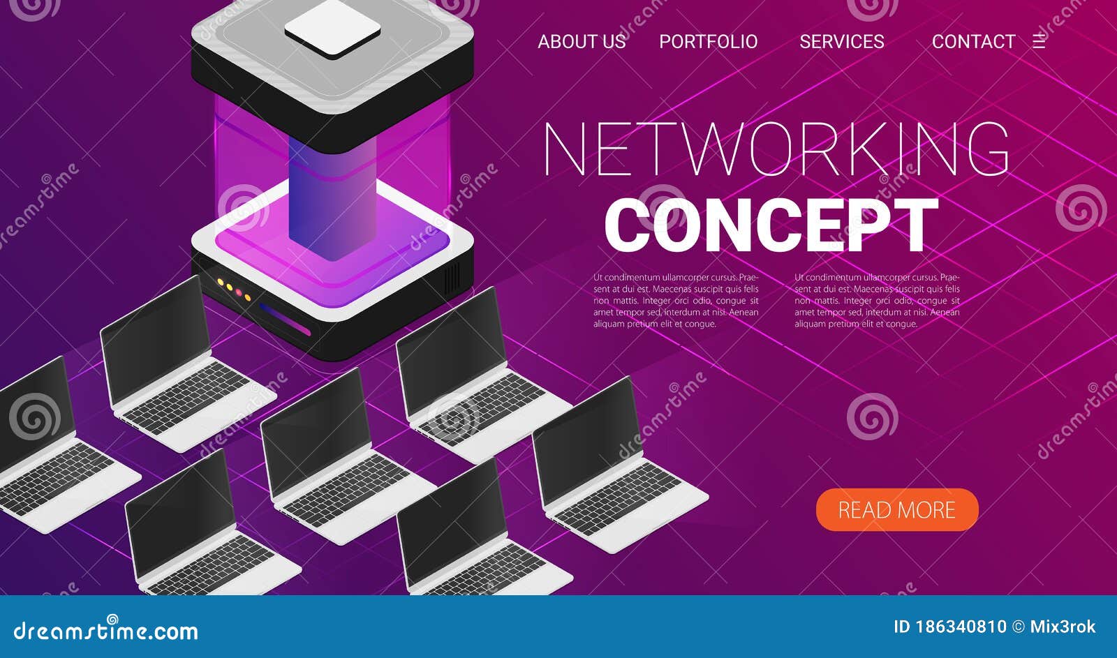 Modern Cloud Technology and Networking Concept. Flat Vector Isometric ...