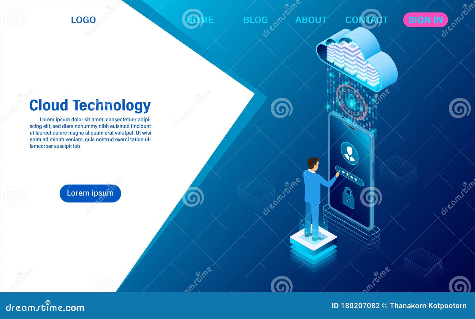 Modern Cloud Technology and Networking Concept. Online Computing Technology Stock Vector ...