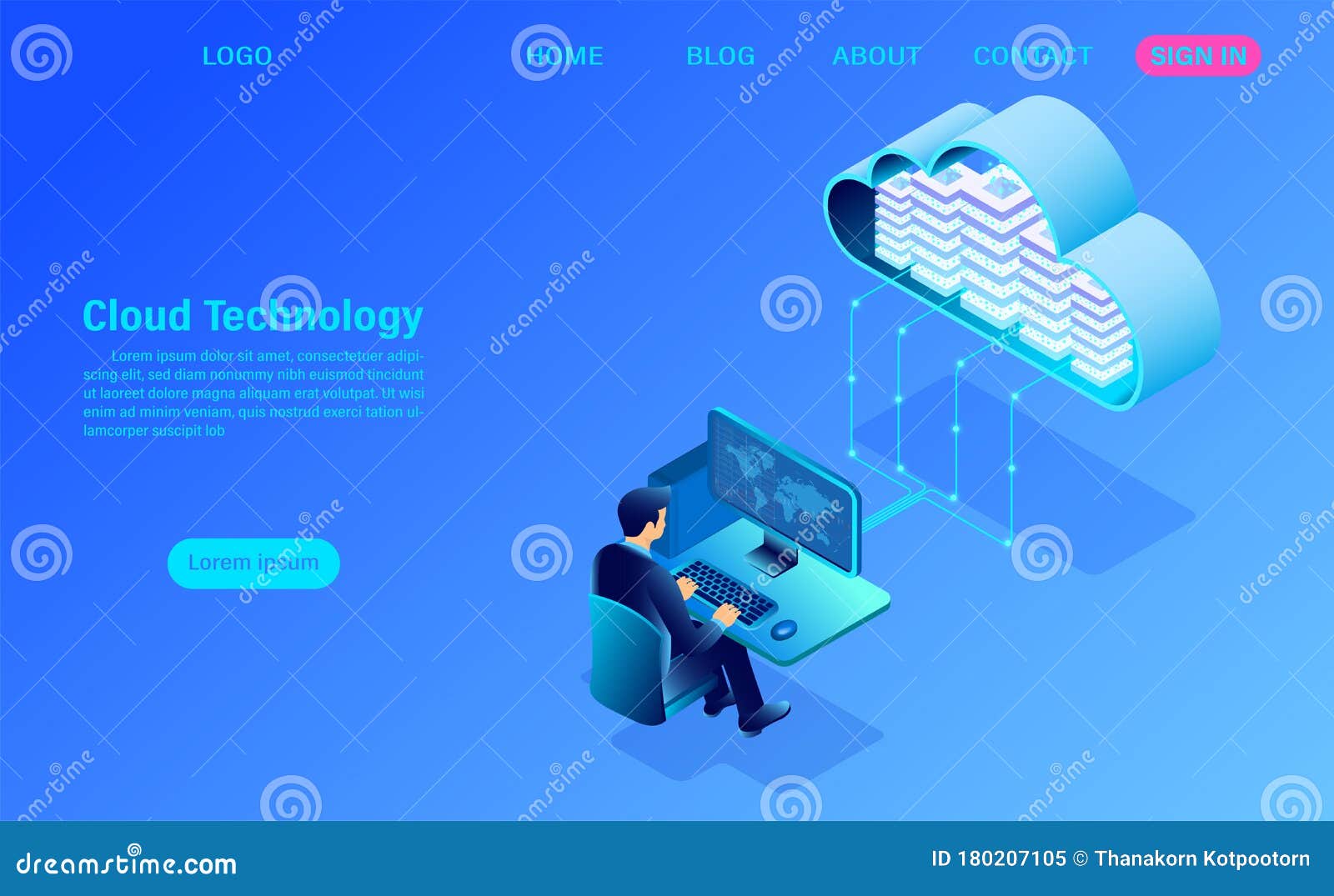 Modern Cloud Technology and Networking Concept Stock Vector - Illustration of infographic, cloud ...