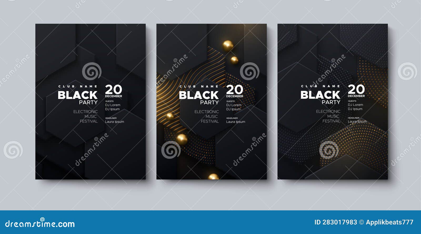 Modern Club Black Party Invitation Template Stock Vector - Illustration ...