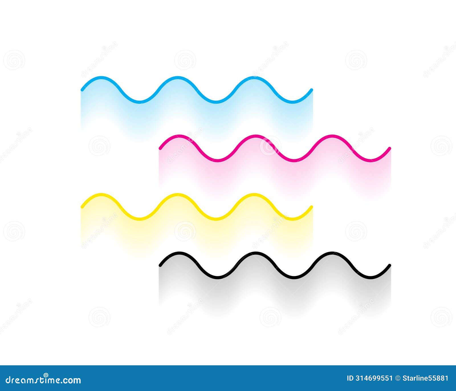 Modern Cmyk Colors Wavy Line Background Design Stock Vector ...