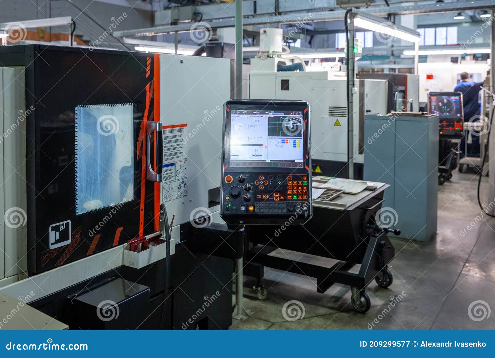 Modern Cnc Lathes in the Metalworking Industry. Stock Image - Image of ...