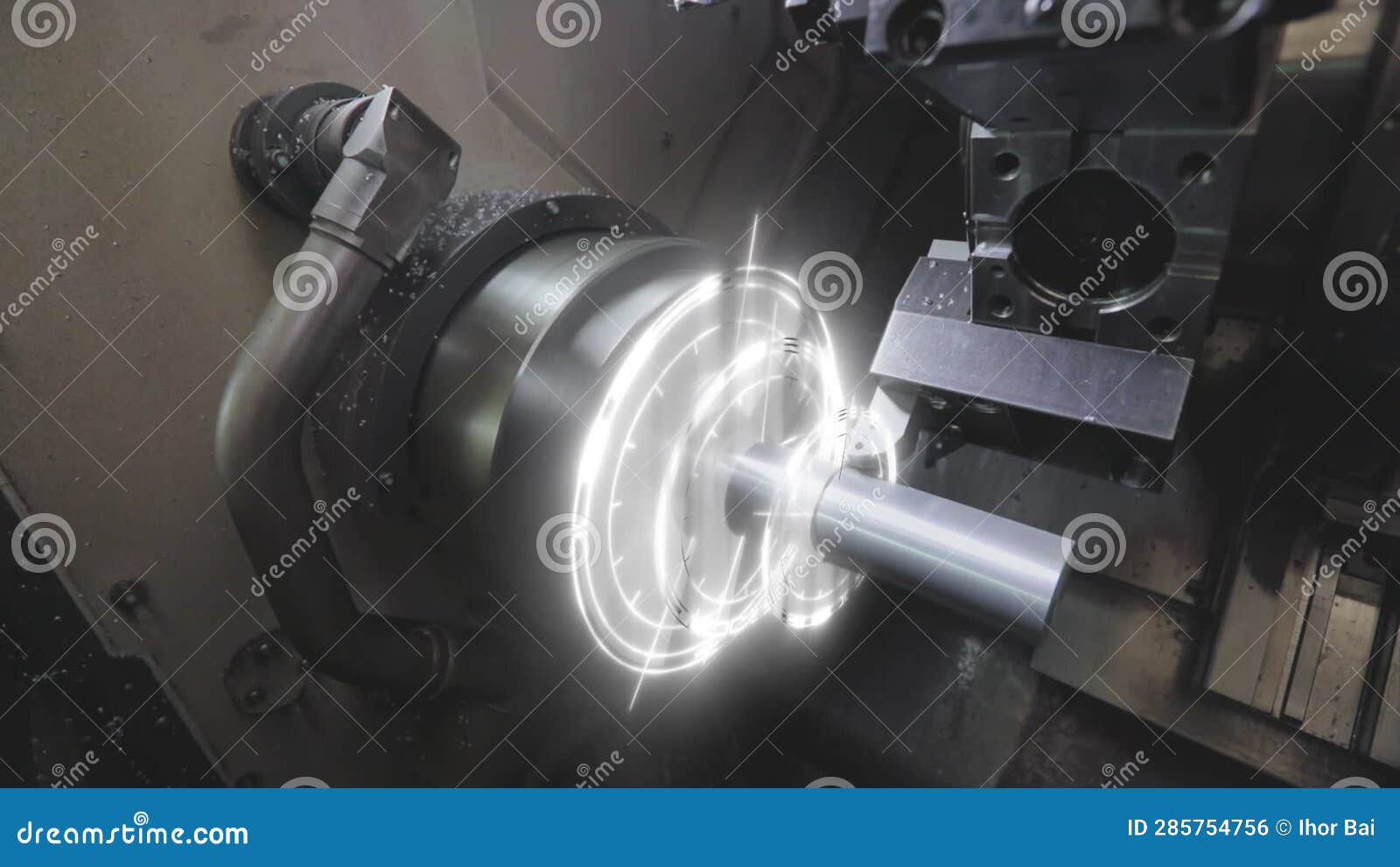 Modern Cnc Machine. Processing a Part in a Factory. Metal Processing on ...