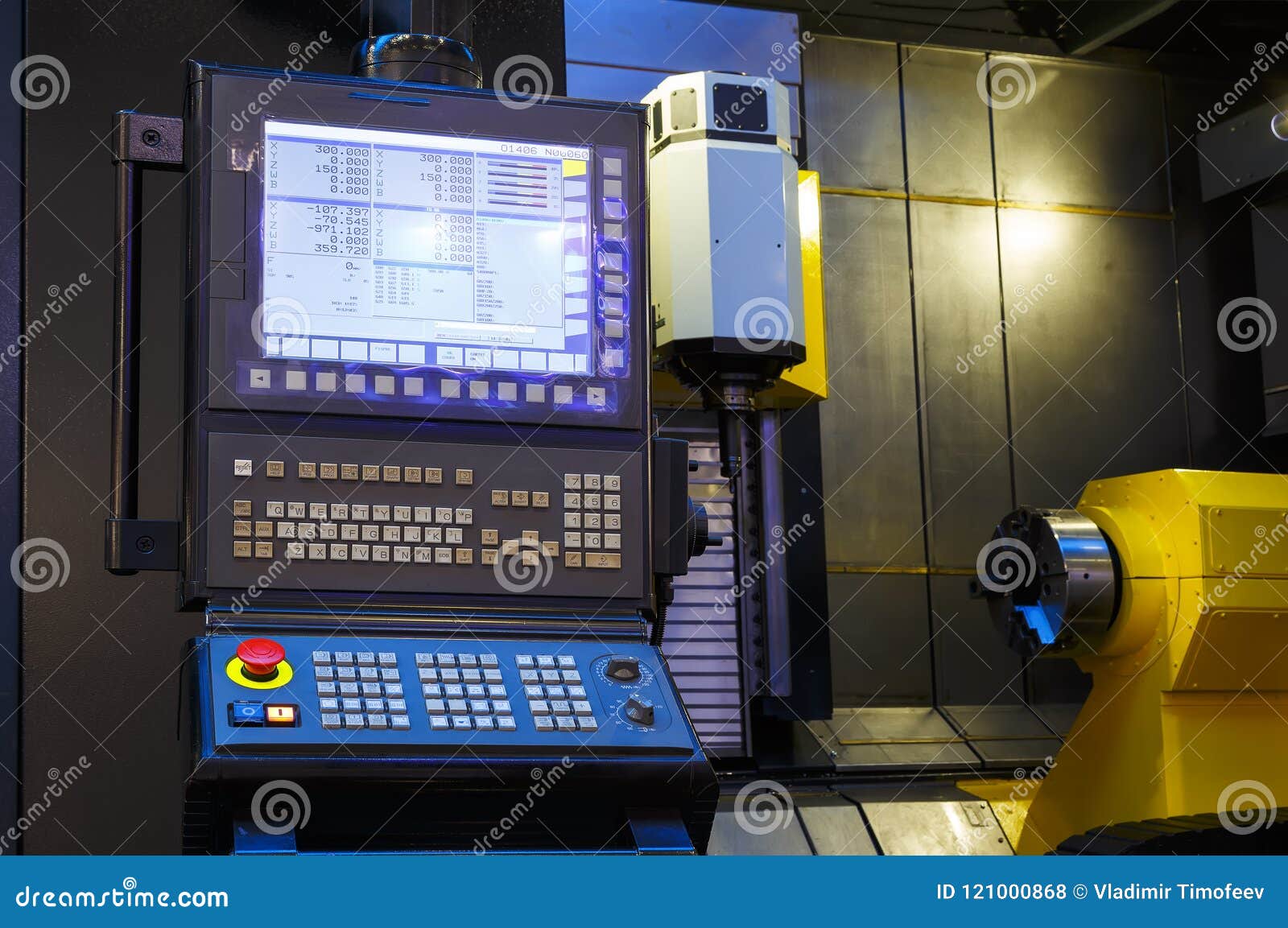 Modern CNC Panel on the Background of the Open Space of the Machine ...