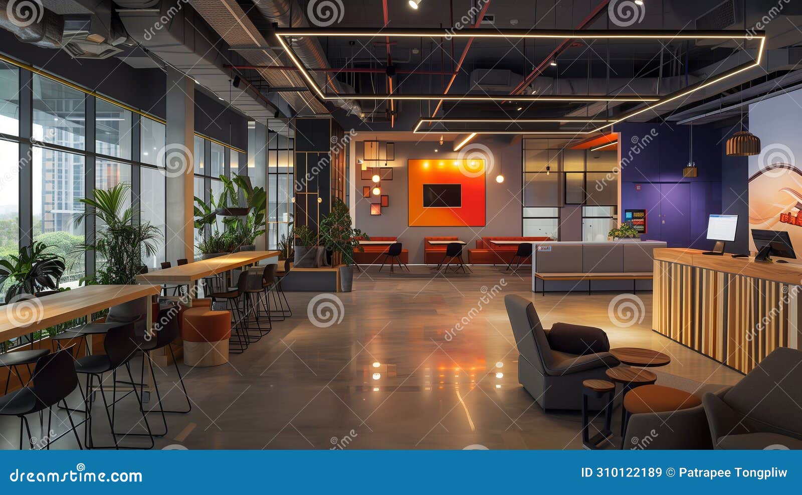 A Modern Co-working Space with Collaborative Work Areas Stock ...