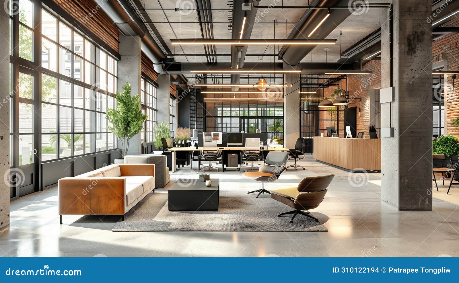 A Modern Co-working Space with Collaborative Work Areas Stock ...