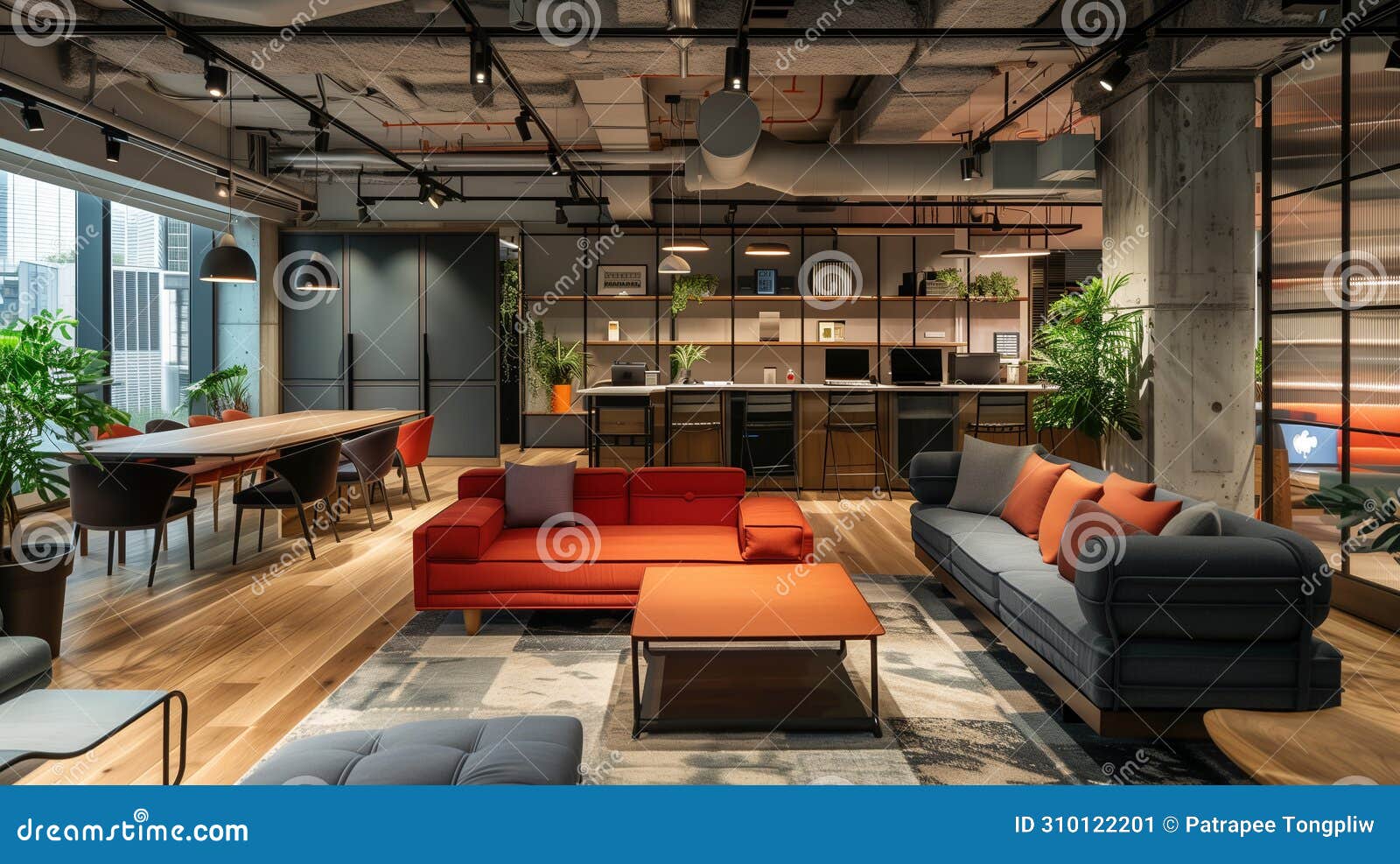 A Modern Co-working Space with Collaborative Work Areas Stock ...