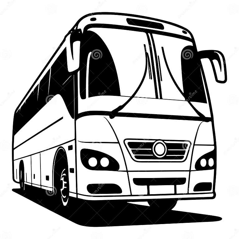 Modern Coach Bus Viewed from the Front Stock Vector - Illustration of ...