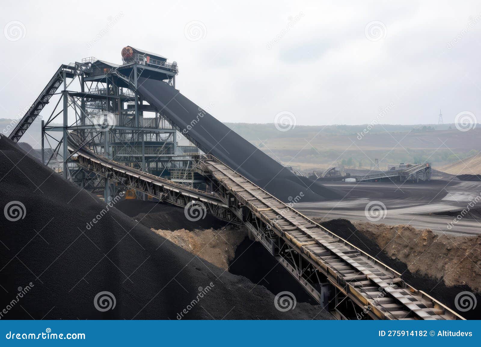 Modern Coal Mine, with Conveyor Belts and Mining Equipment, in Full ...