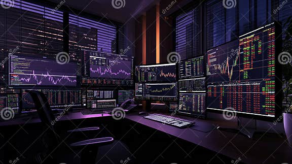 A Modern Coder S Workstation With Three Monitors Each Displaying Code