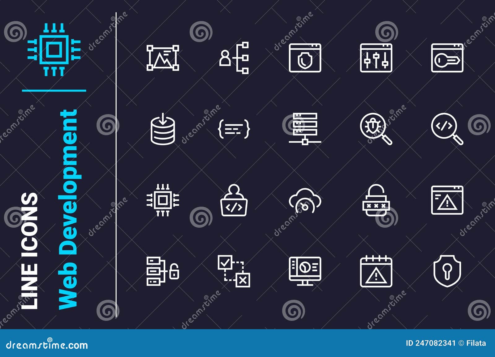 Modern Coding and Web Development Icons Set Stock Vector - Illustration ...