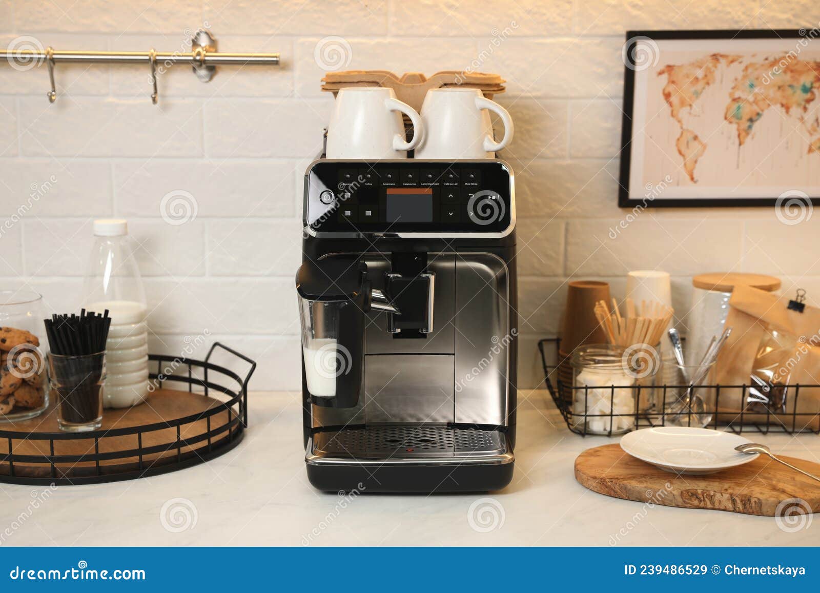 Modern Coffee Machine on Countertop in Office Kitchen Stock Image ...