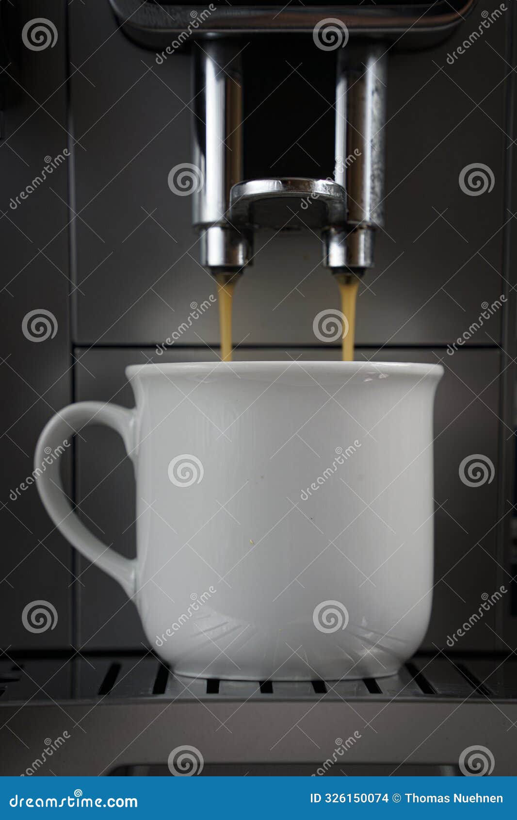 Modern Coffee Machine Cup and Flowing Coffee Stock Photo - Image of ...