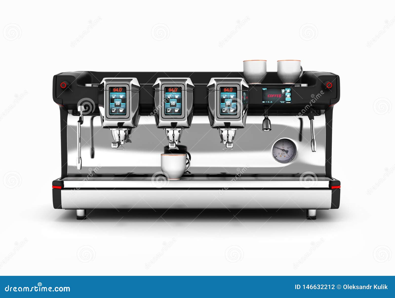Modern Coffee Machine Front View Isolated on White Background 3d Stock ...
