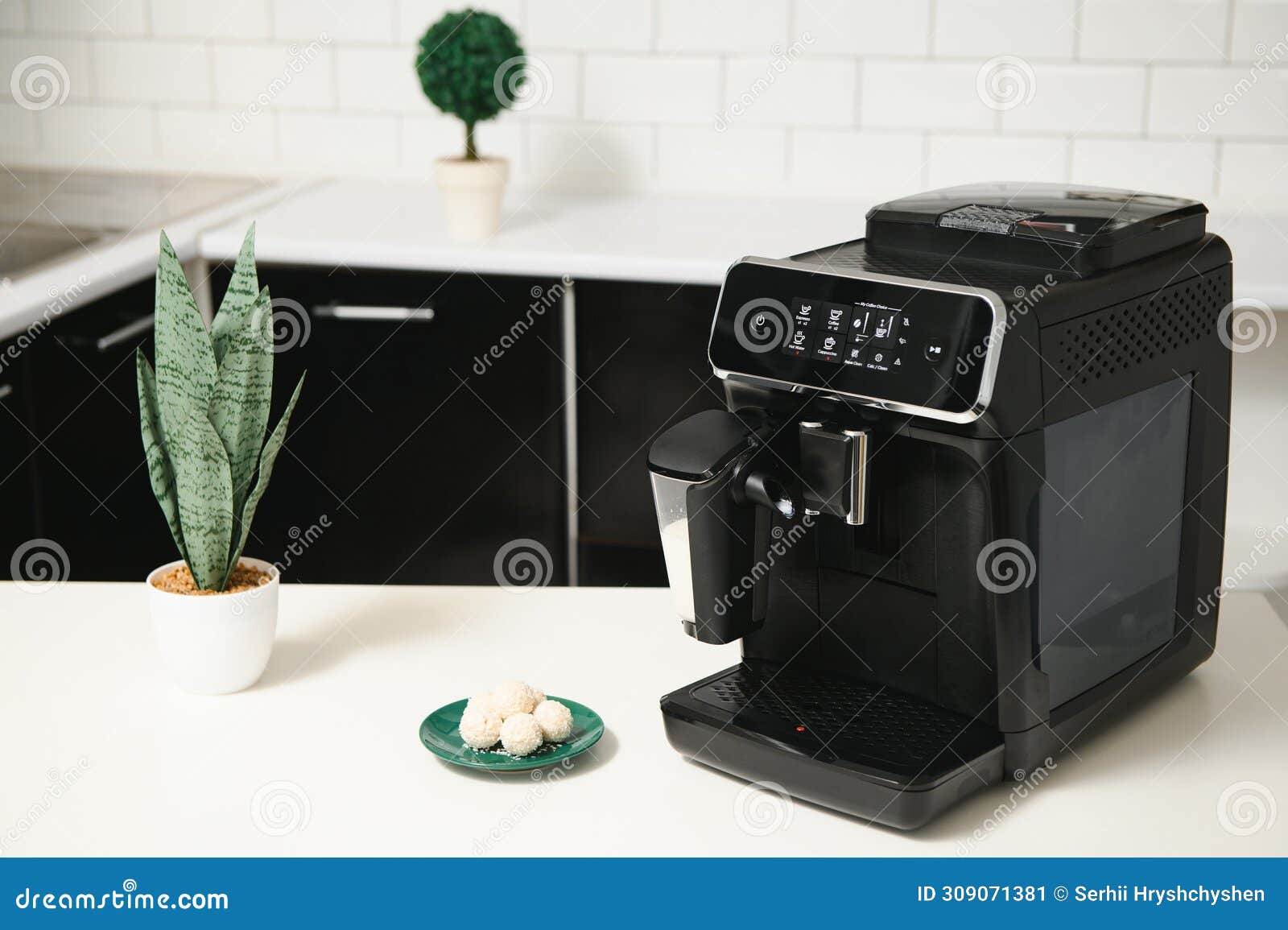 Modern Coffee Machine in Kitchen Stock Image - Image of machine, color ...