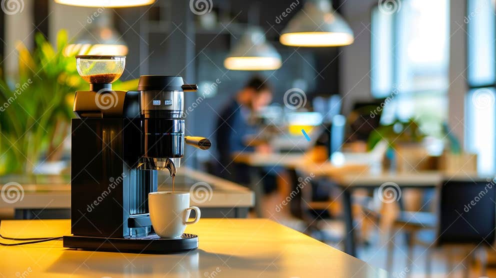 Modern Coffee Machine on a Light Table in an Office. Concept of ...