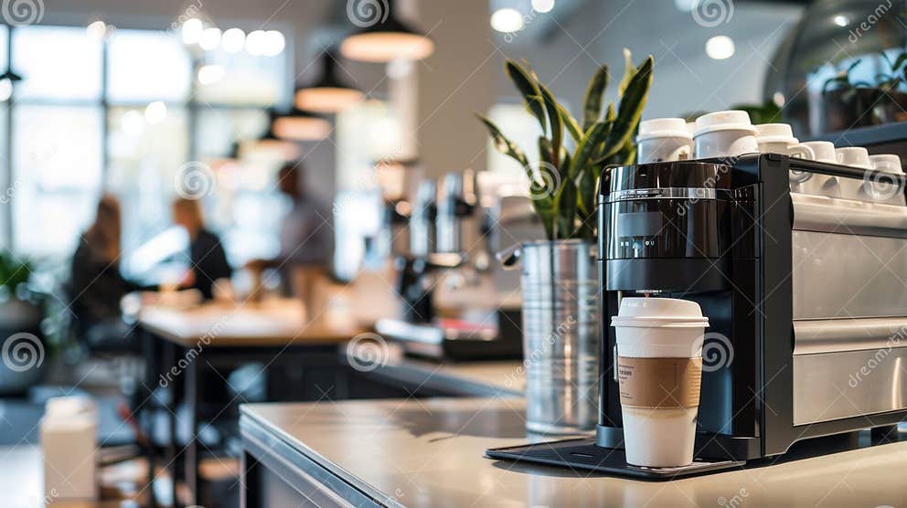 Modern Coffee Machine on a Light Table in an Office. Concept of ...