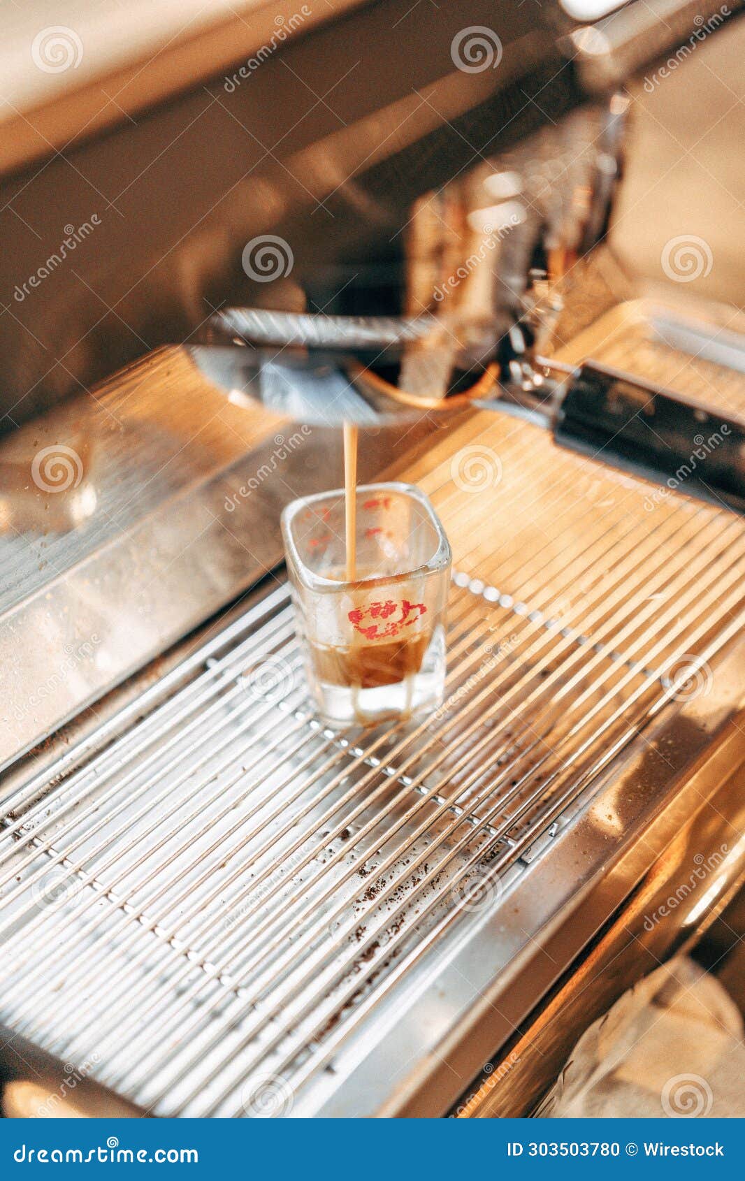 Modern Coffee Machine Pulling an Espresso Shot Stock Photo - Image of ...