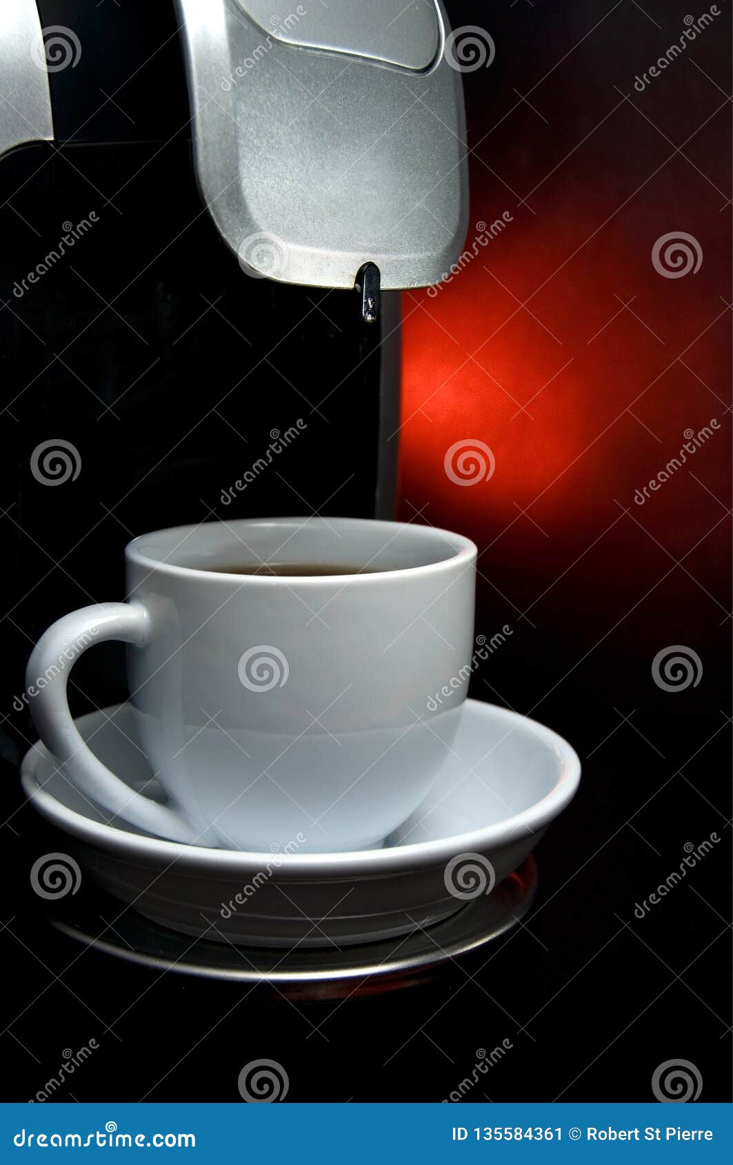 Modern Coffee Machine with White Coffee Cup Vertical Stock Image ...