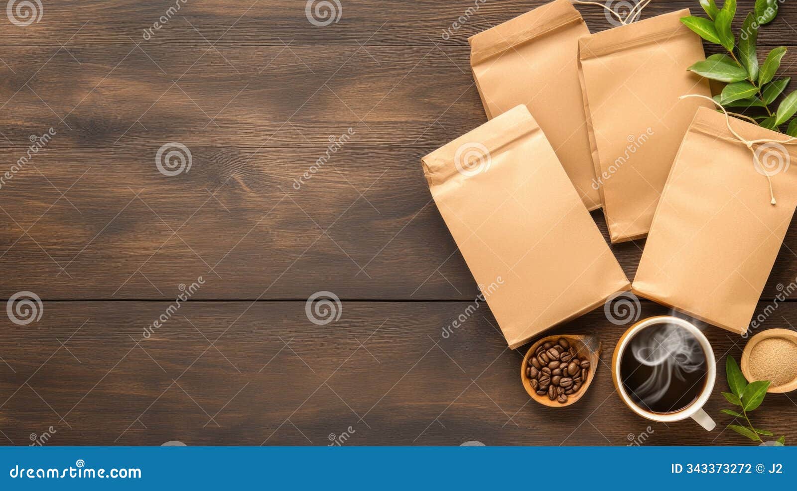 Modern Coffee Packaging Mockup with Blank Labels on Rustic Table ...