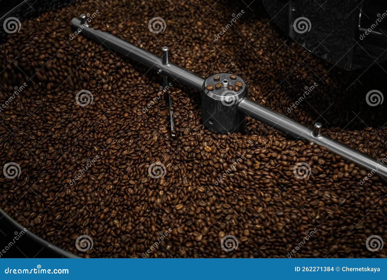 Modern Coffee Roaster Machine with Beans, Closeup Stock Photo - Image ...