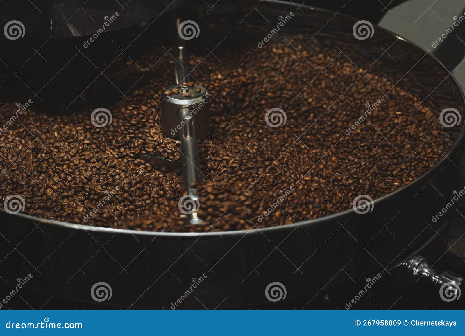 Modern Coffee Roaster Machine with Beans Indoors, Closeup Stock Image ...