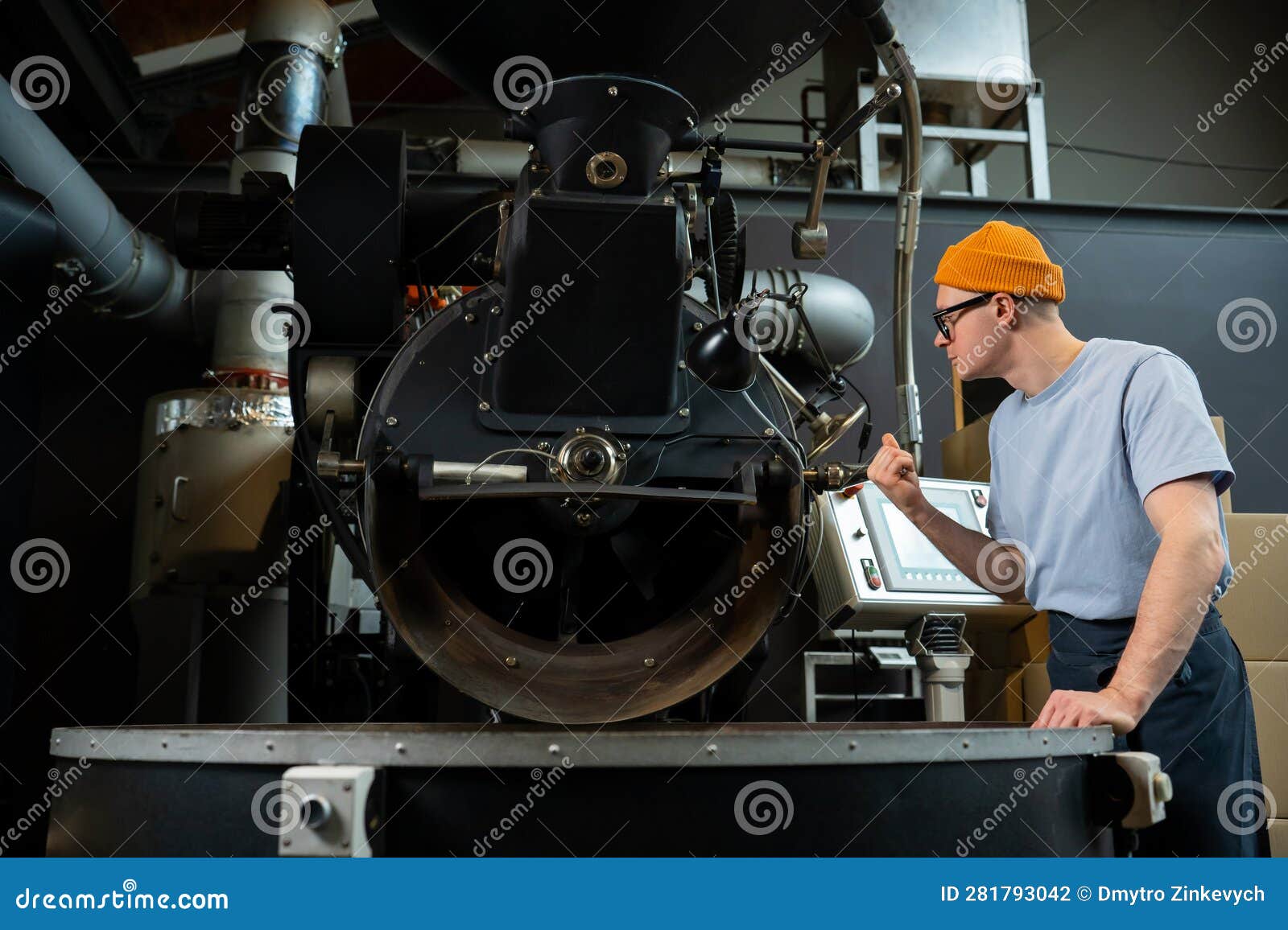 Modern Coffee Roasting Factory, Process of Creating Coffee. Stock Photo ...