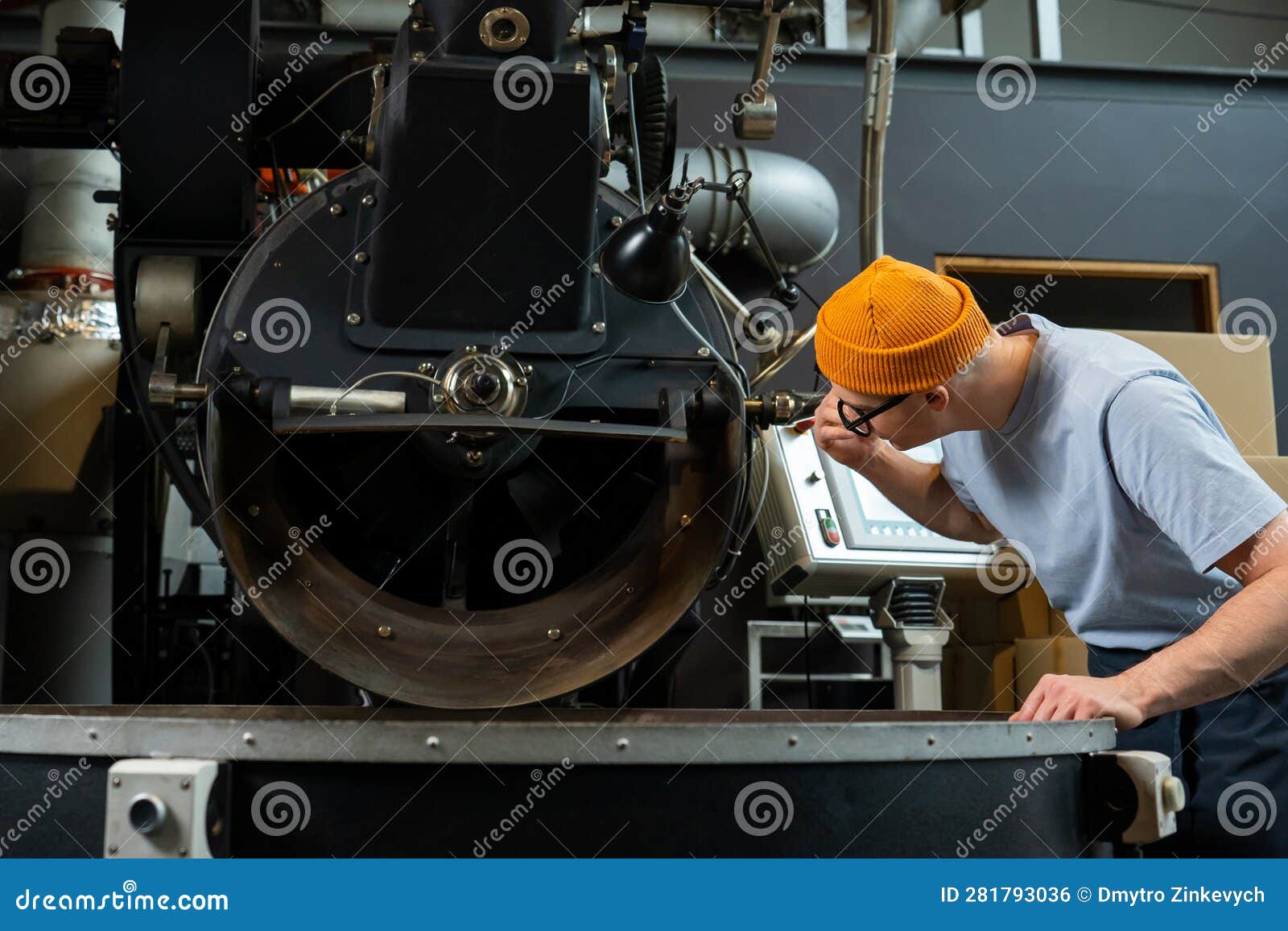 Modern Coffee Roasting Factory, Process of Creating Coffee. Stock Photo ...