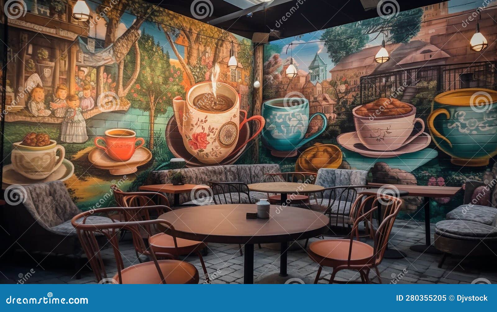 Modern Coffee Shop Design with Comfortable Chairs and Wooden Flooring ...