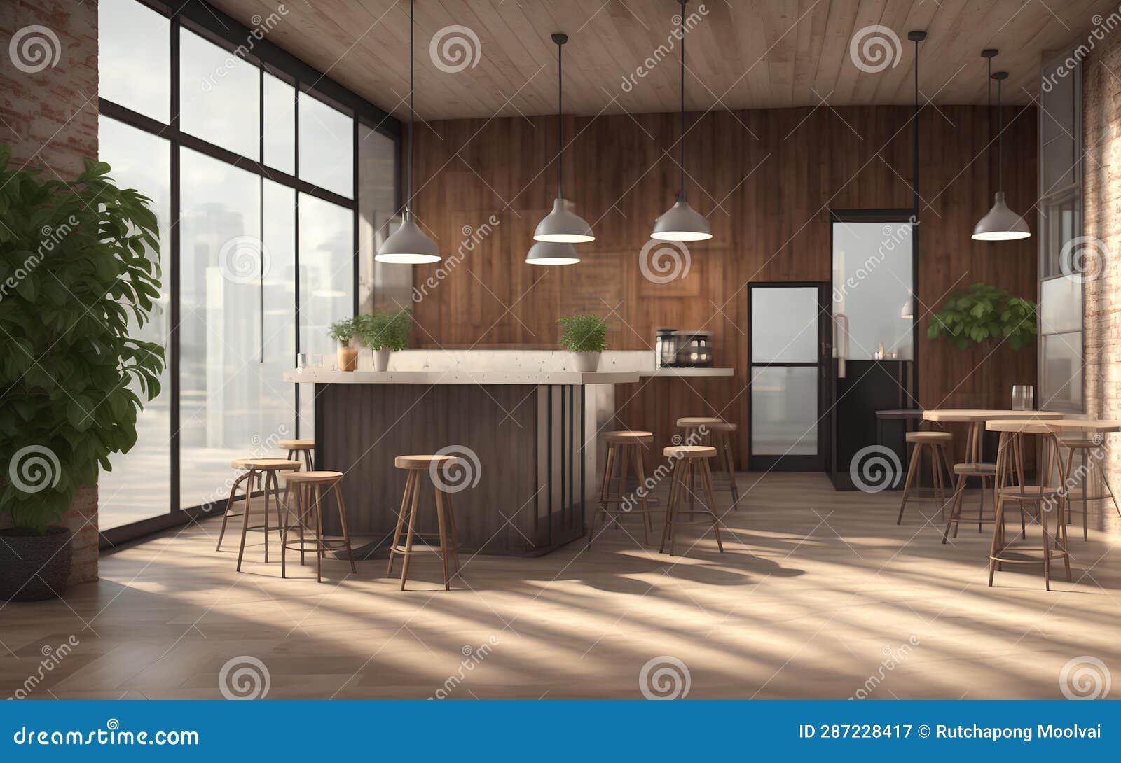 Modern Coffeeshop and Restaurant or Kitchen Room Interior Design ...