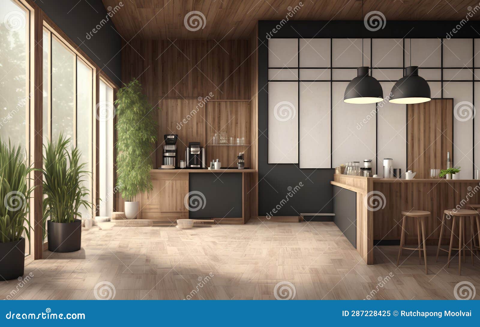 Modern Coffeeshop and Restaurant or Kitchen Room Interior Design ...