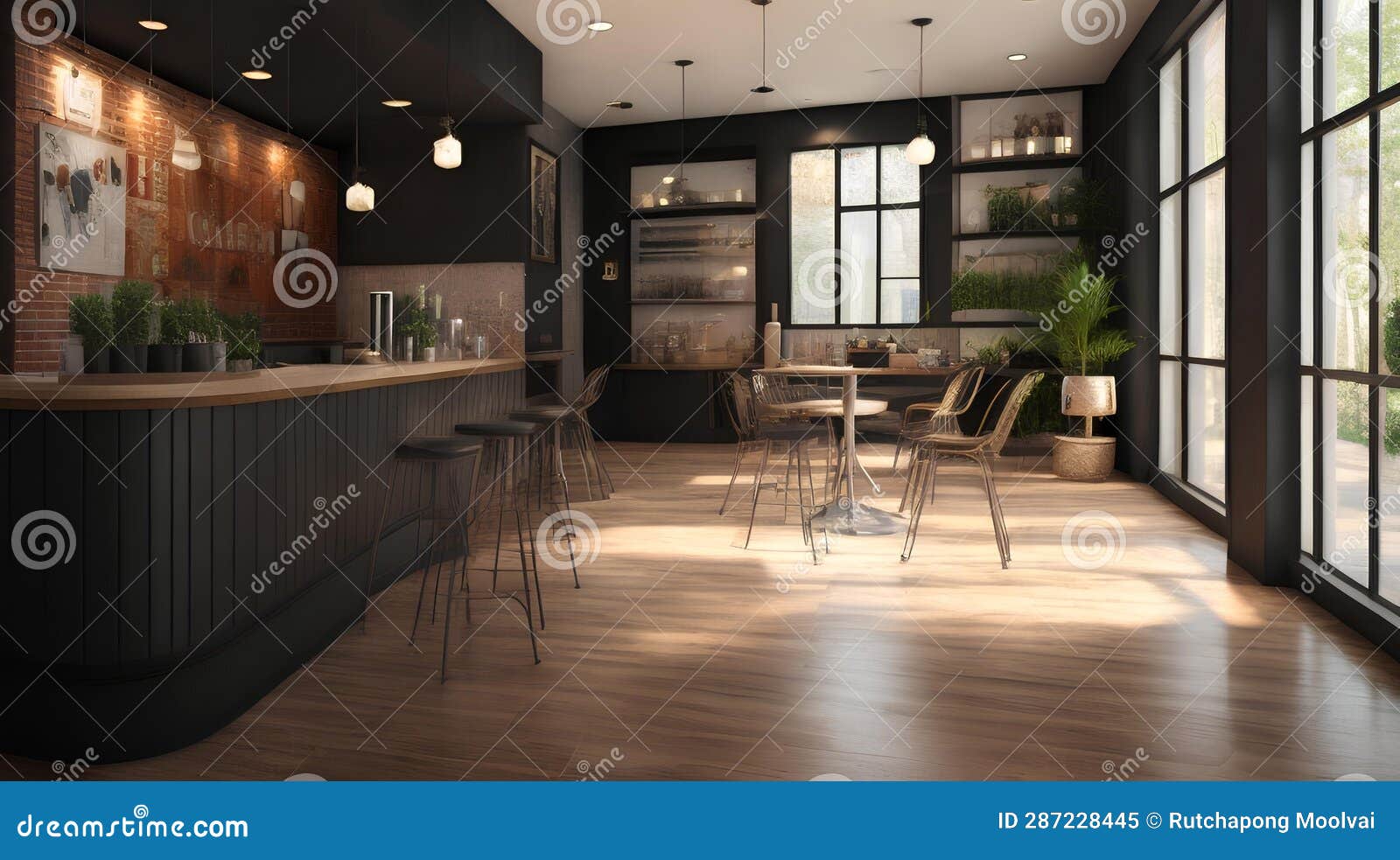 Modern Coffeeshop and Restaurant or Kitchen Room Interior Design ...