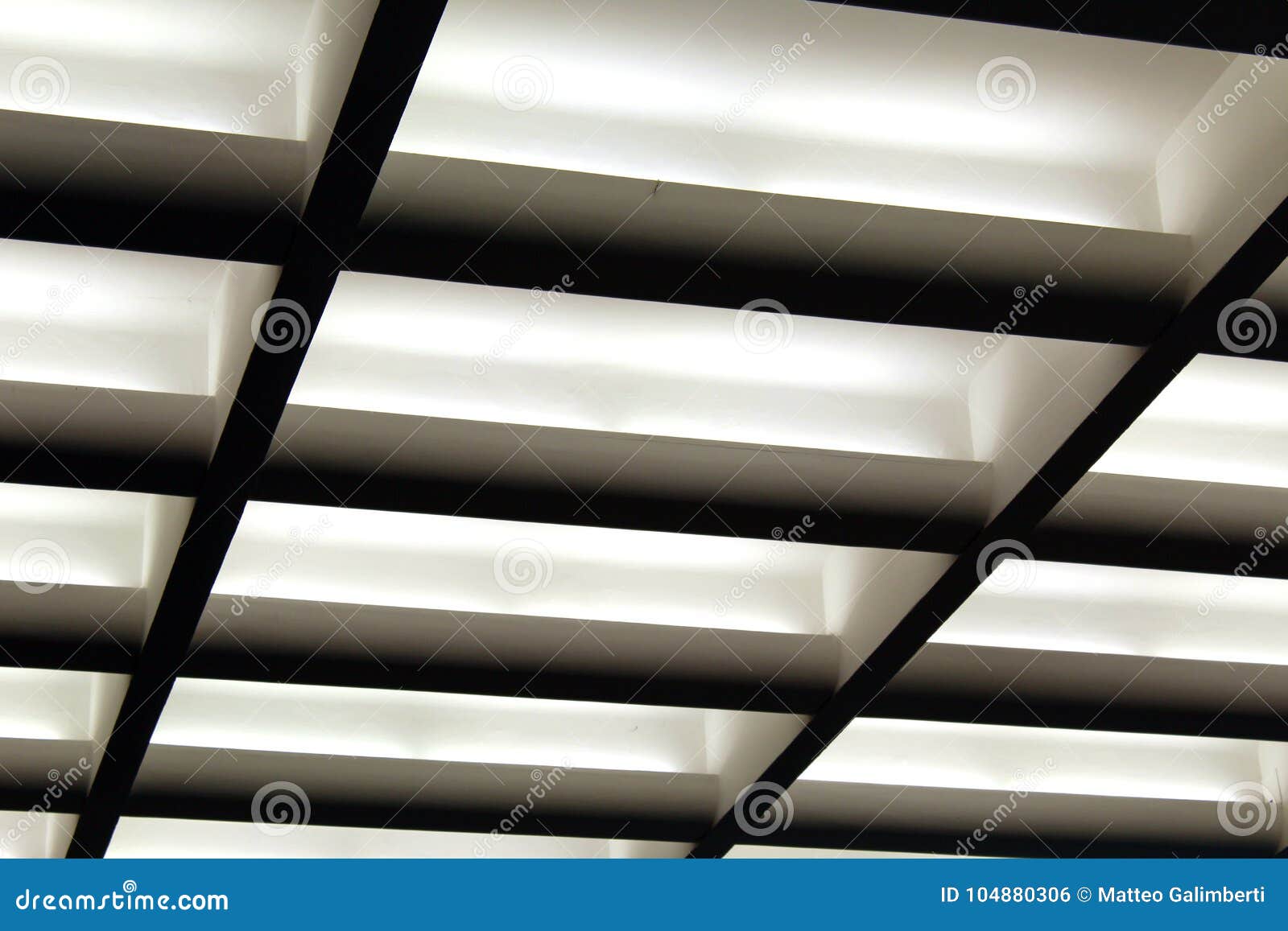 Modern Coffered Ceiling Seen in Diagonal Stock Photo - Image of ...