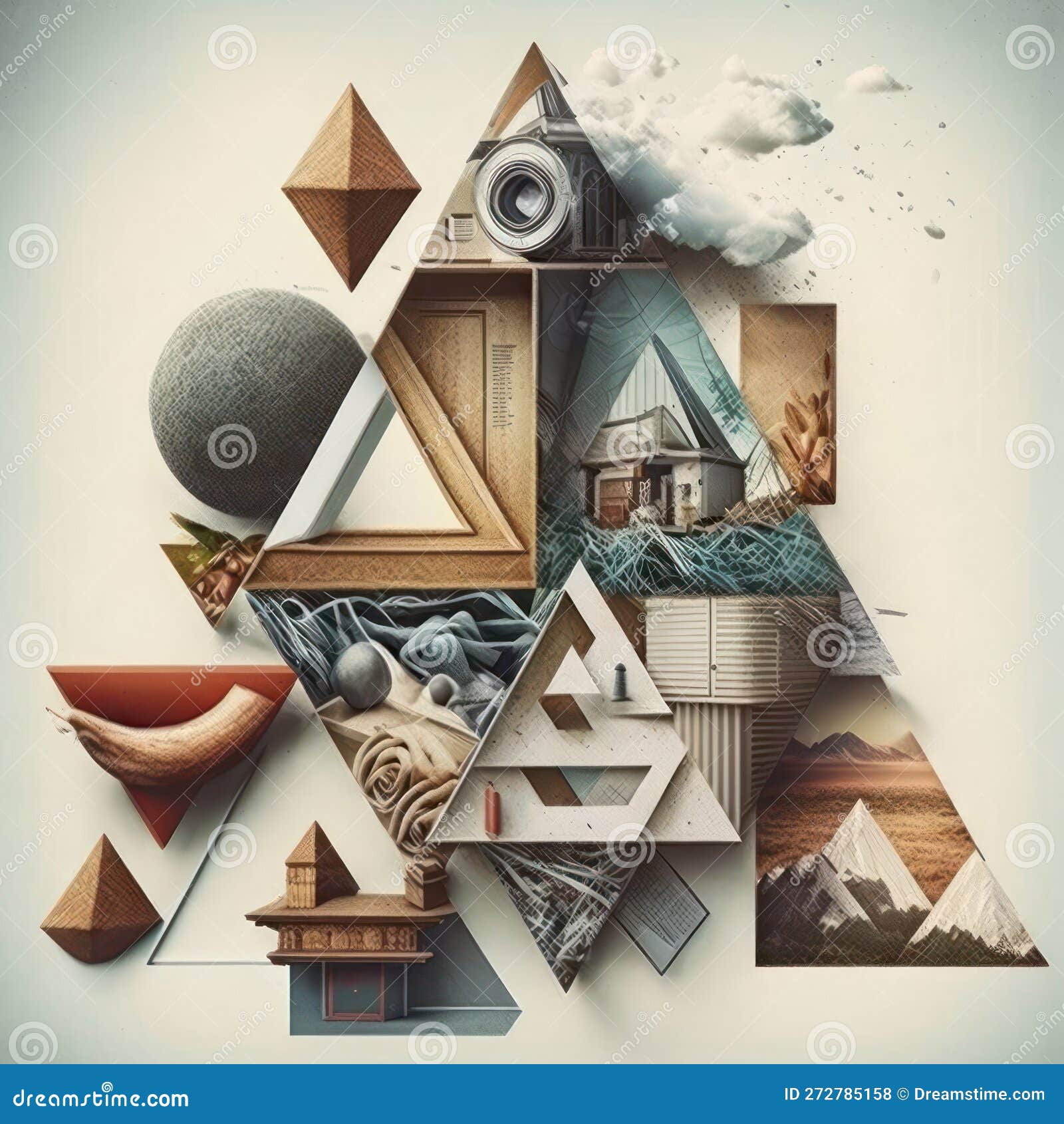 Modern Collage of Modern Pop Art Style with Geometric Shapes, Planets ...