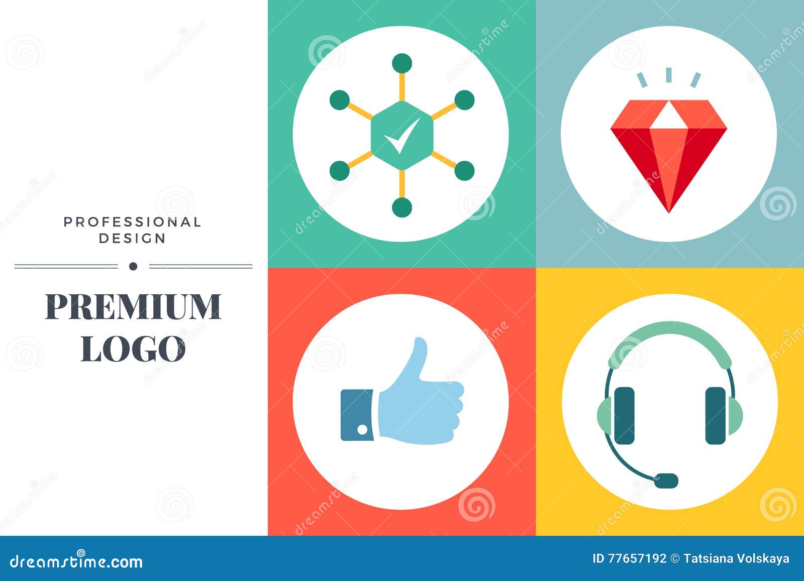 Modern Color Icon Set Design. Vector Bright Sign Round Template Stock ...