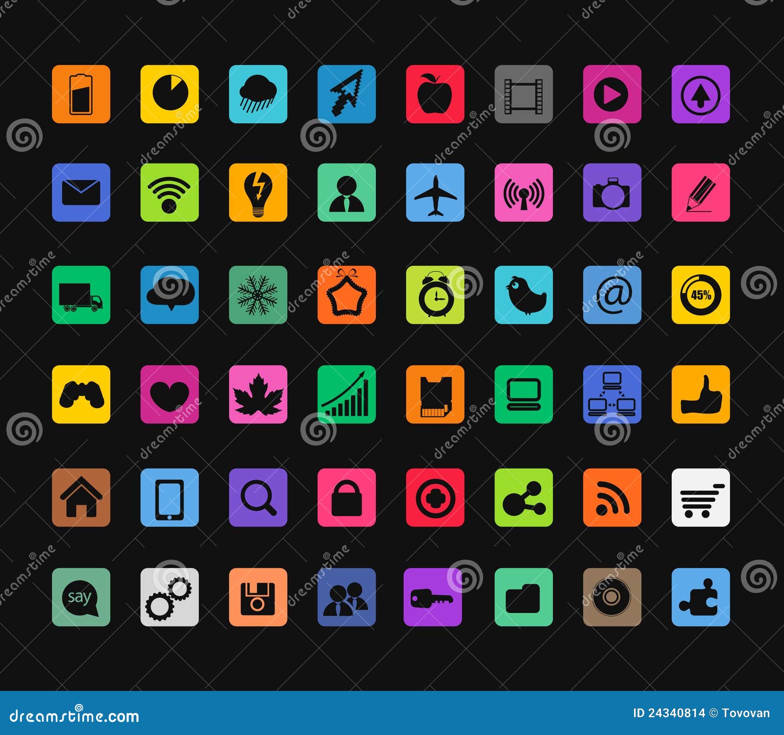 Modern Color Icons Collection Stock Vector - Illustration of cloud ...