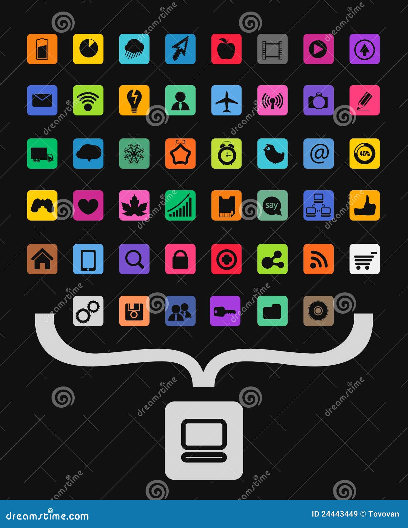 Modern Color Internet Icons Stock Vector - Illustration of battery ...