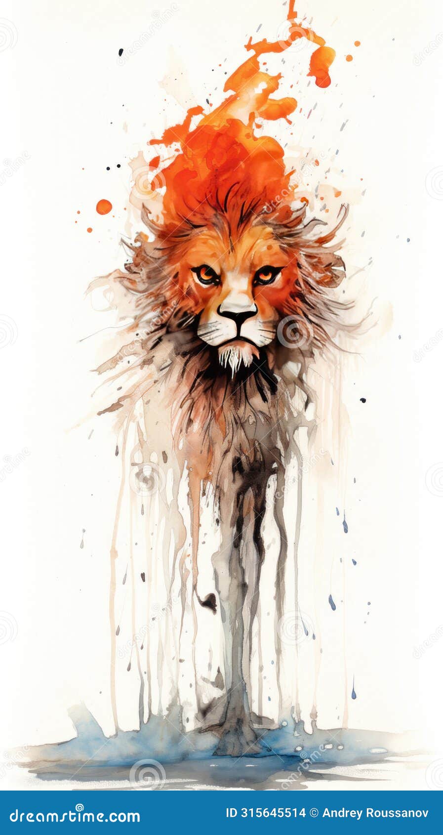 Modern Color Poster with a Lion in Splashes of Paint. Stock ...