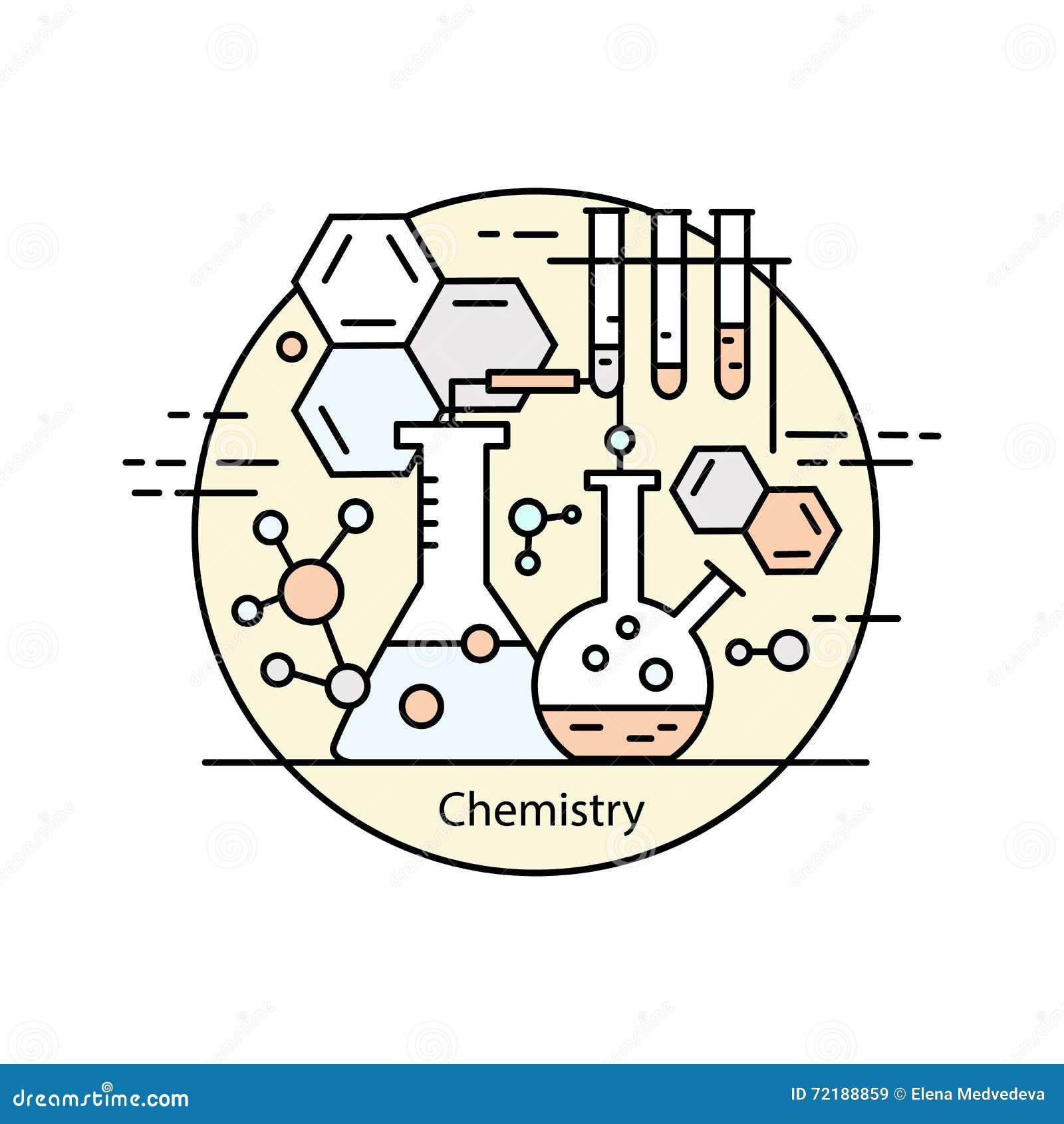 Modern Color Thin Line Concept of Chemistry. Stock Vector ...