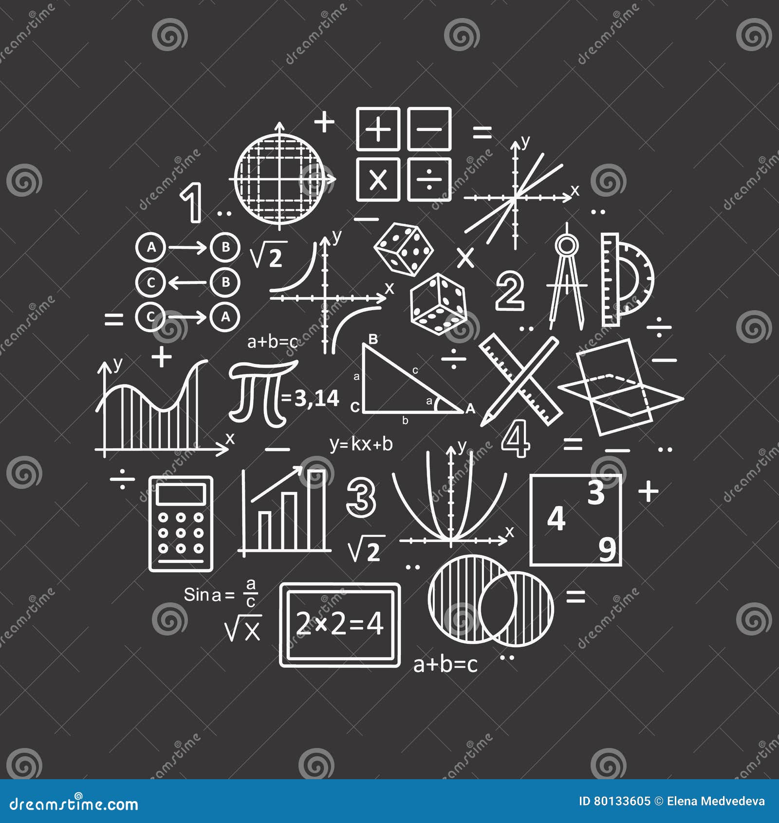 Modern Color Thin Line Concept of Mathematics. Stock Vector ...