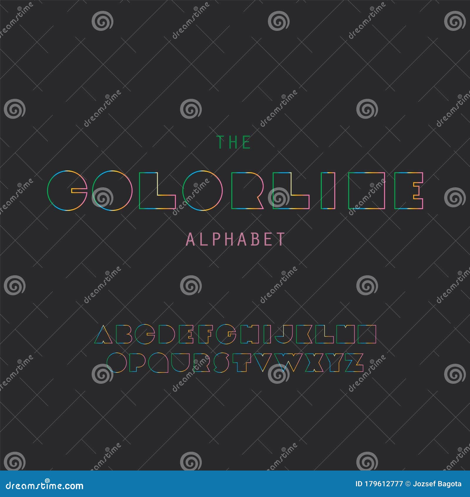 Modern Colorful Bold Font Set Design - Line Art Style Stock Vector ...
