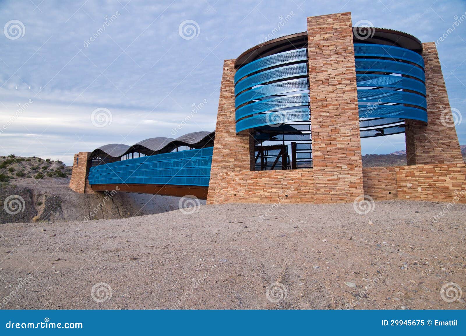 Modern Bridge in the Desert Stock Image - Image of sandstone, clouds ...