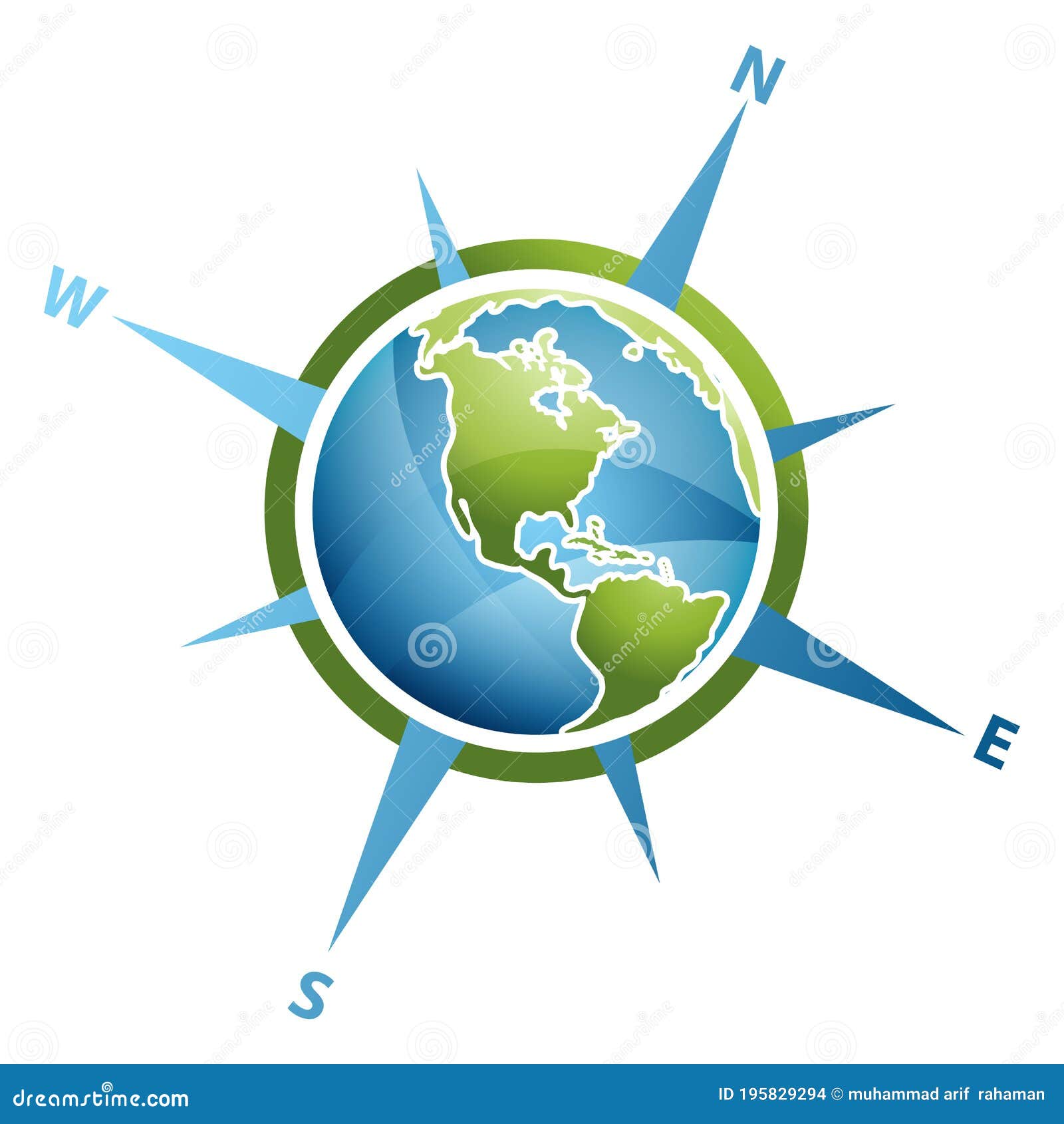 Modern and Colorful Design Compass with Globe Stock Vector ...