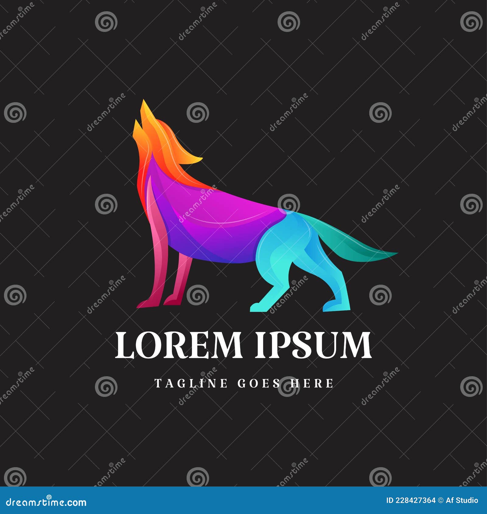 Modern Colorful Howling Wolf Logo Design Vector Stock Vector ...