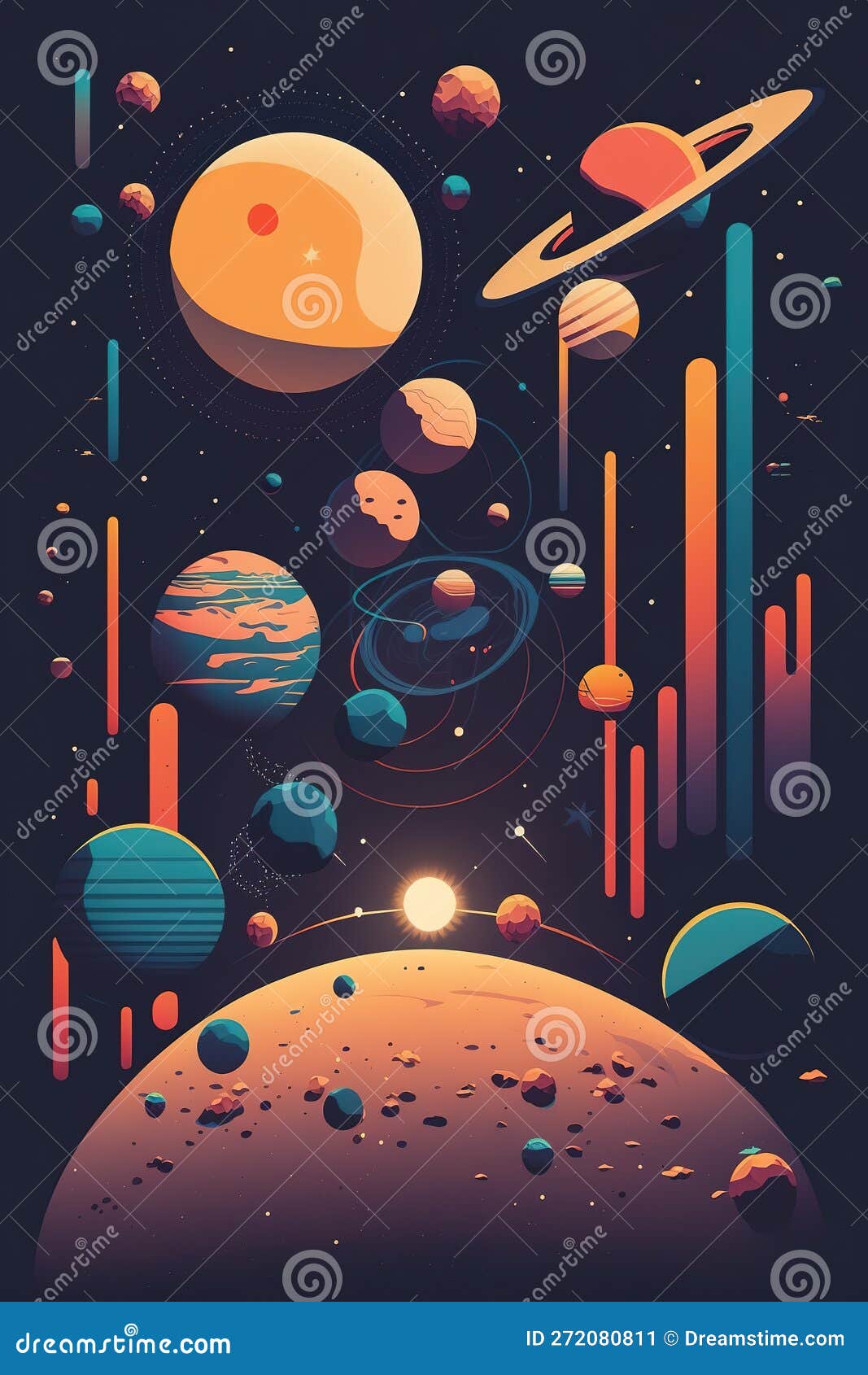 Modern Colorful Illustration of Solar System. Stock Illustration ...