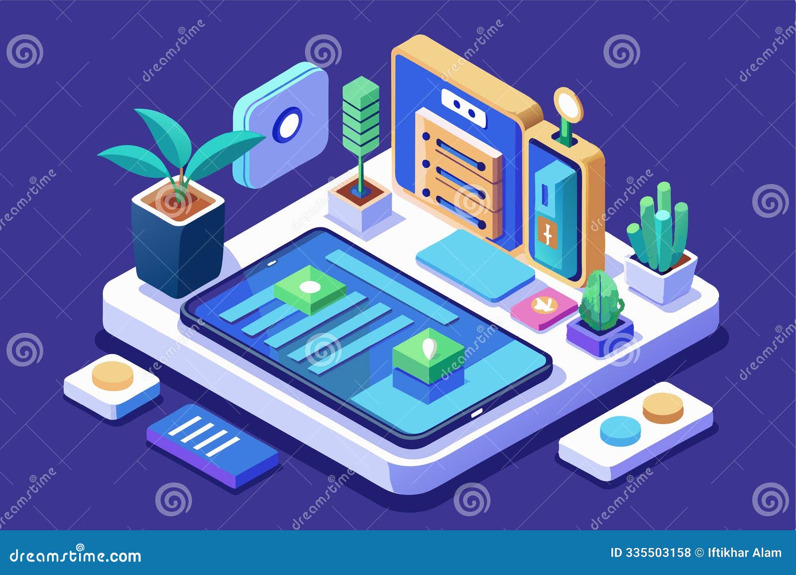 A Modern and Colorful Interface on a Tablet Showcases Customizable ...