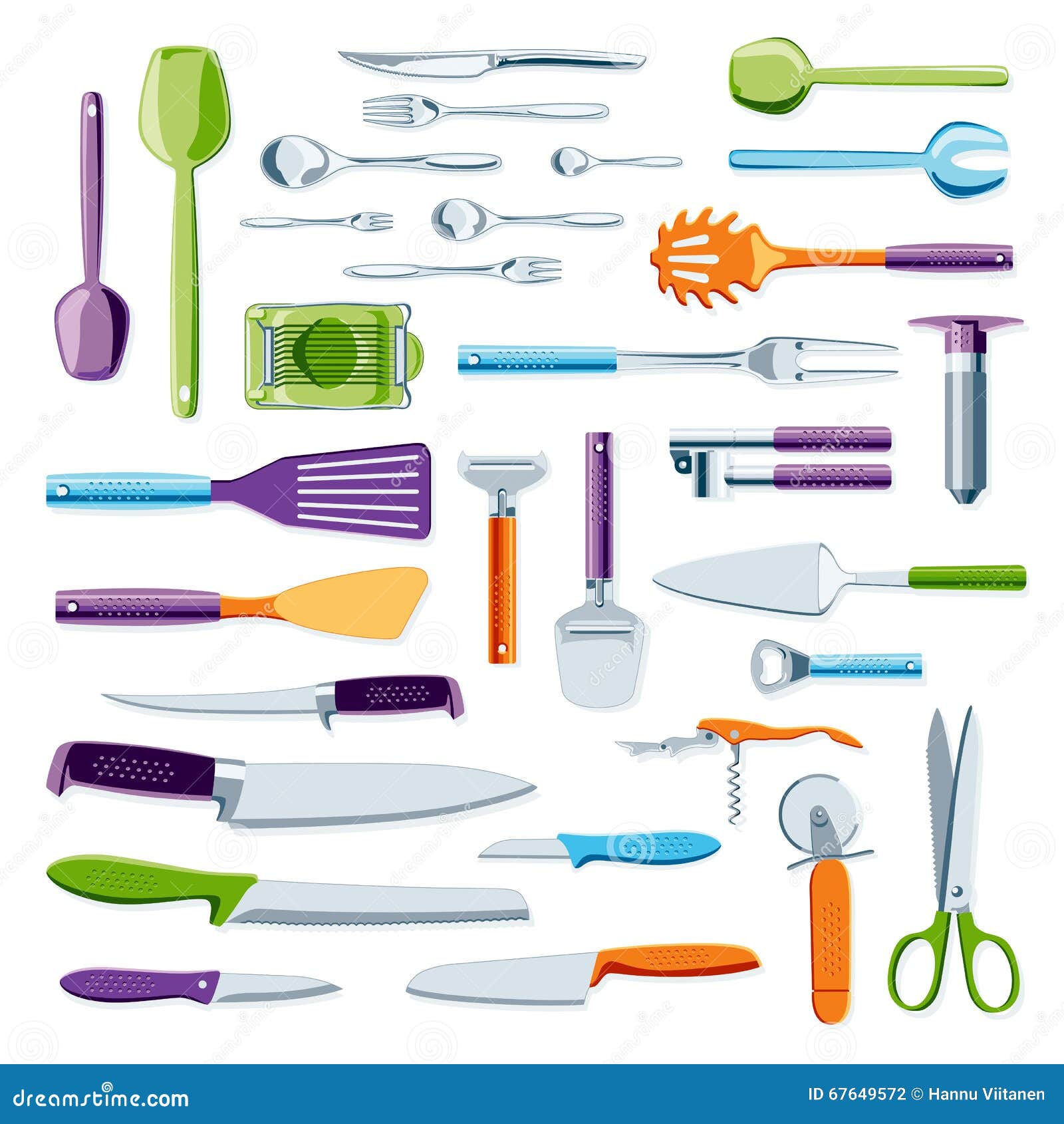 Modern Colorful Kitchen Equipment Stock Vector - Illustration of sieve ...