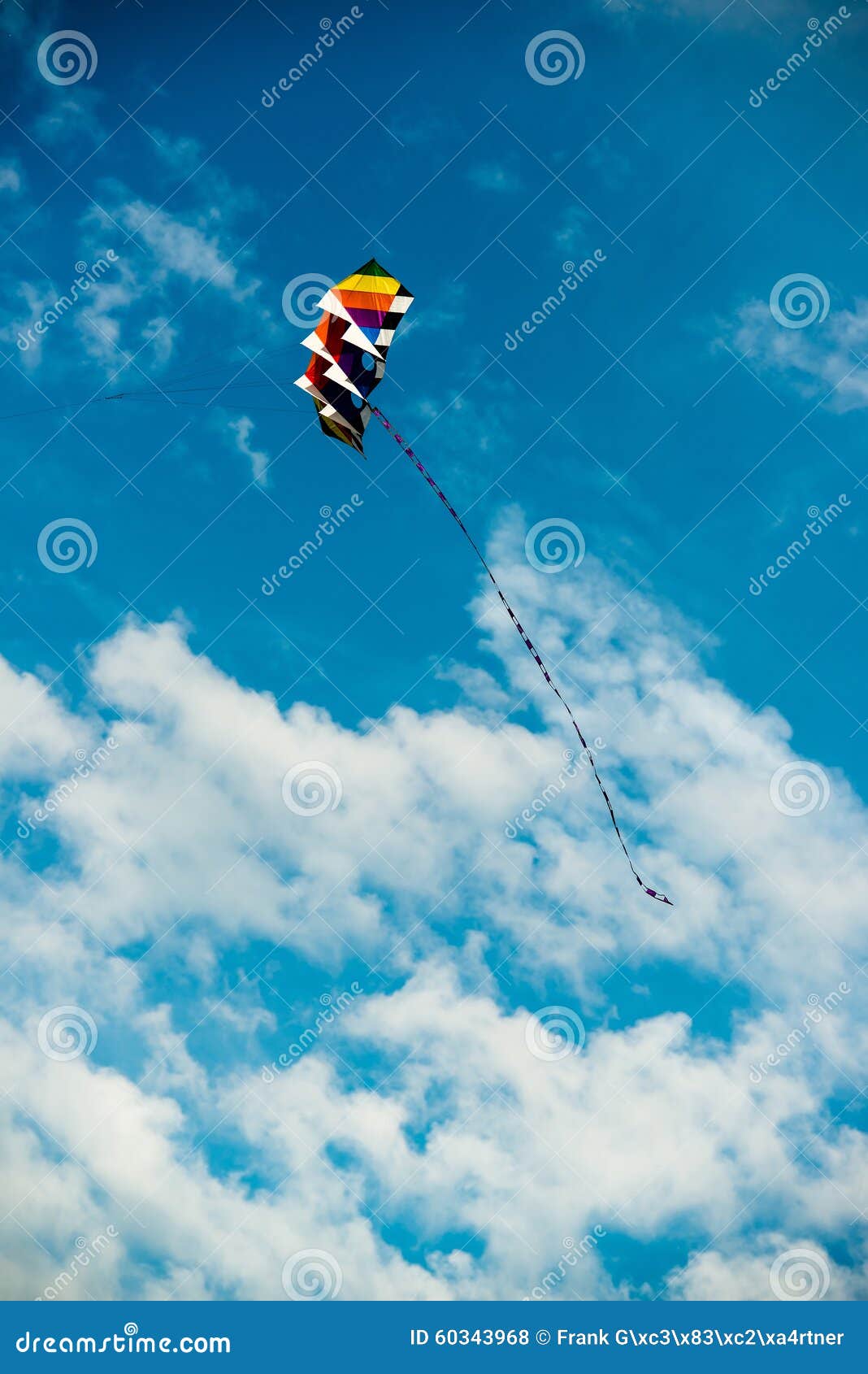 Modern and Colorful Kite Flying in Blue Sky Stock Photo - Image of ...