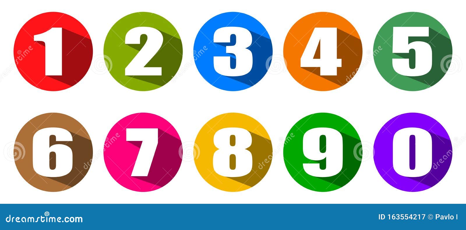 Modern Colorful Numbers Button Set Multicolored â€“ Vector Stock ...